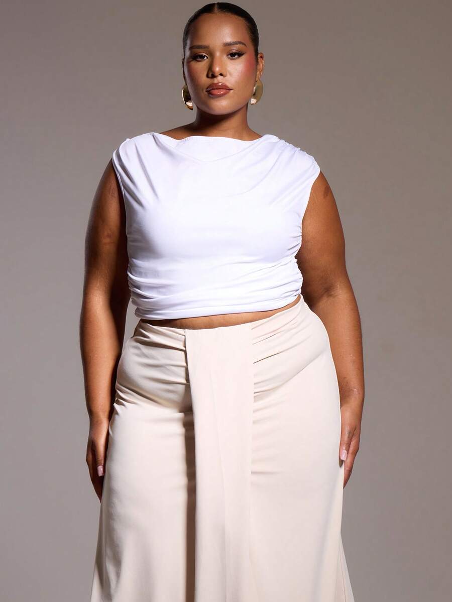 MUSERA Plus Asymmetric Asymmetrical Shoulder Ruched Top Date Night ...