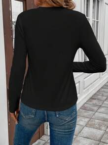 SHEIN LUNE 4-Season Stand Collar Skin-Friendly Slim Fit Long Sleeve T ...