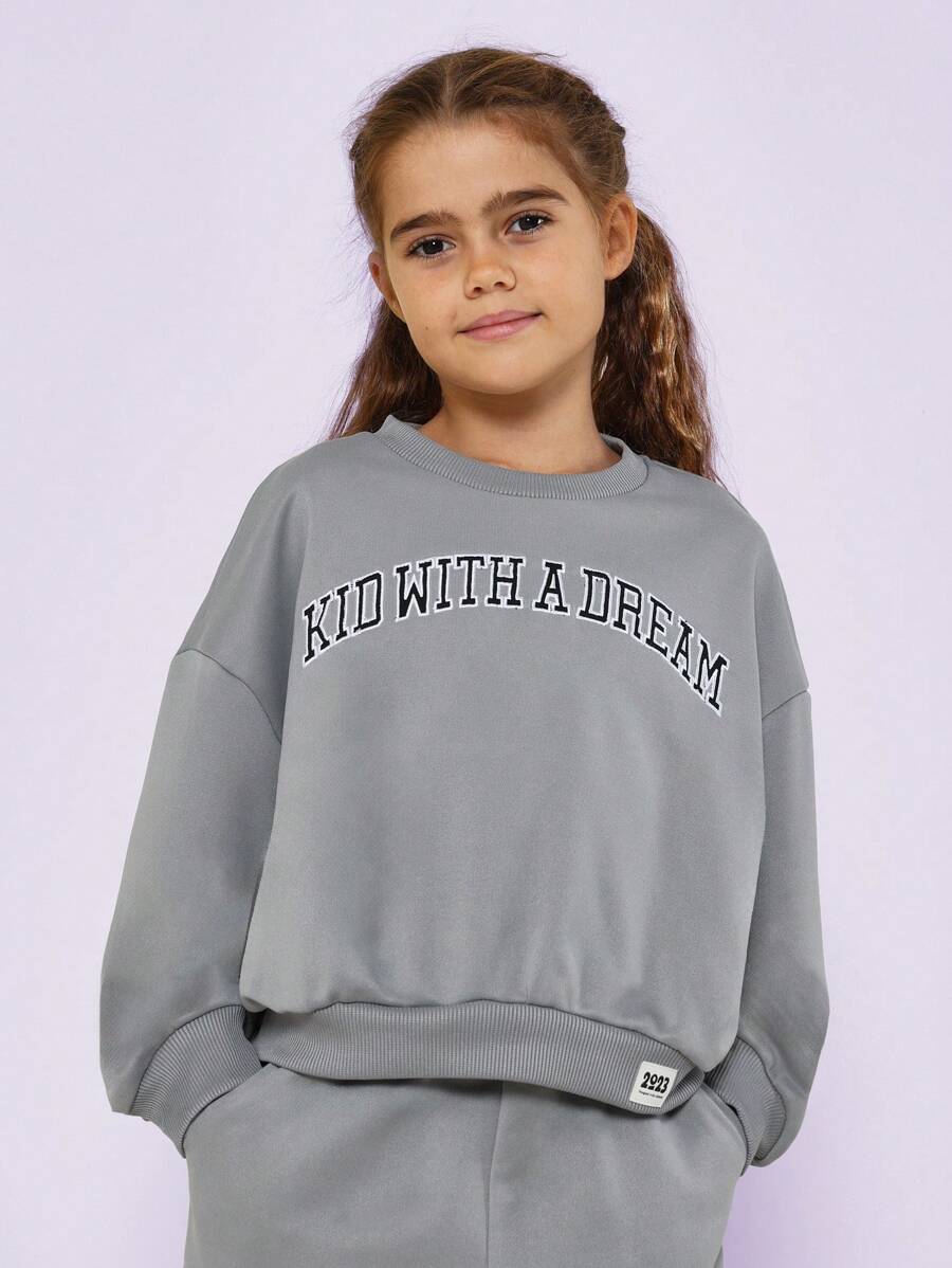 SUMWON Tween Girls Regular Fit Sweatshirt With Applique And Jogger 2 ...