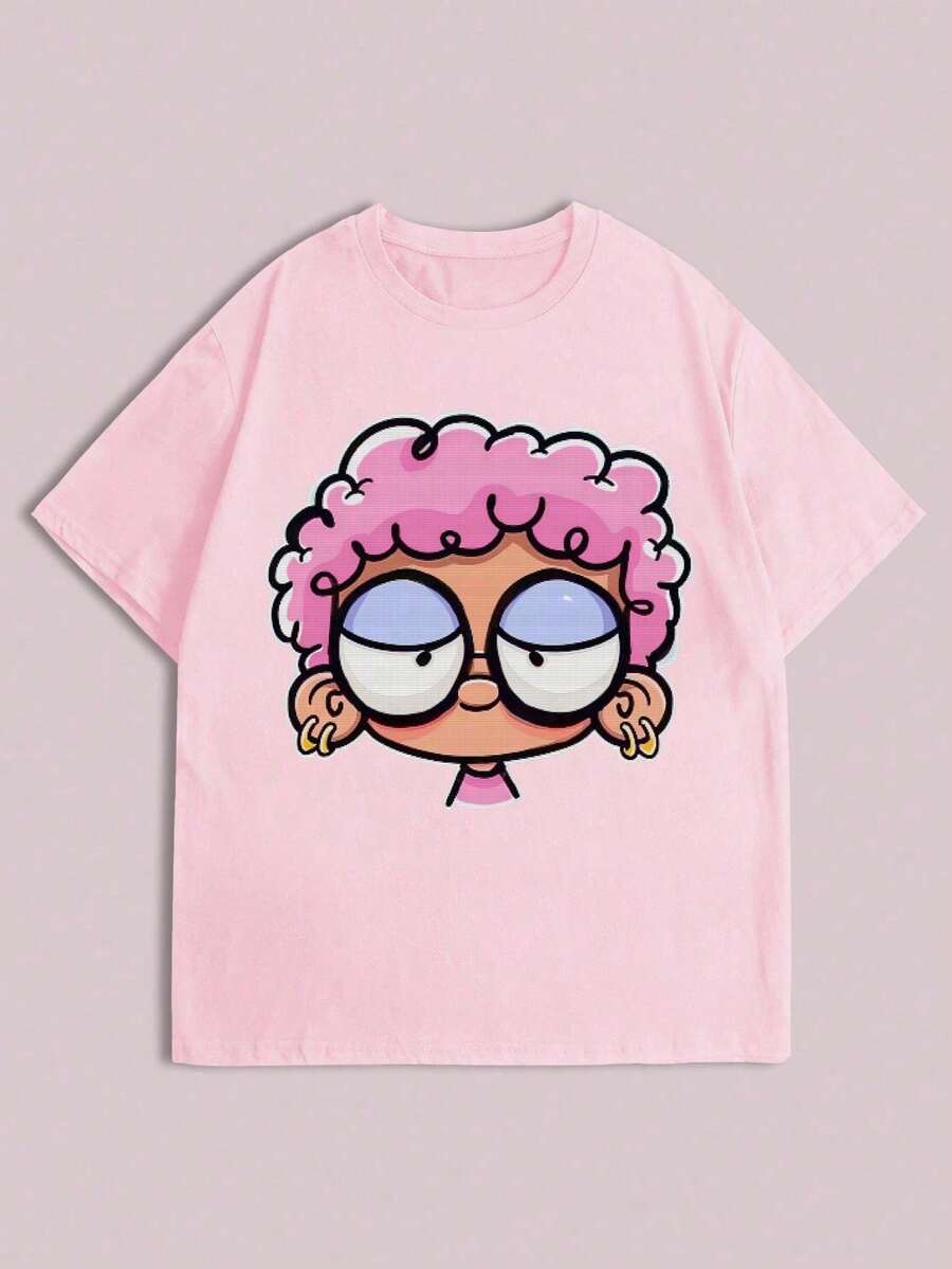 SHEIN Teen Girl Cartoon Character Print Short Sleeve Top | SHEIN USA