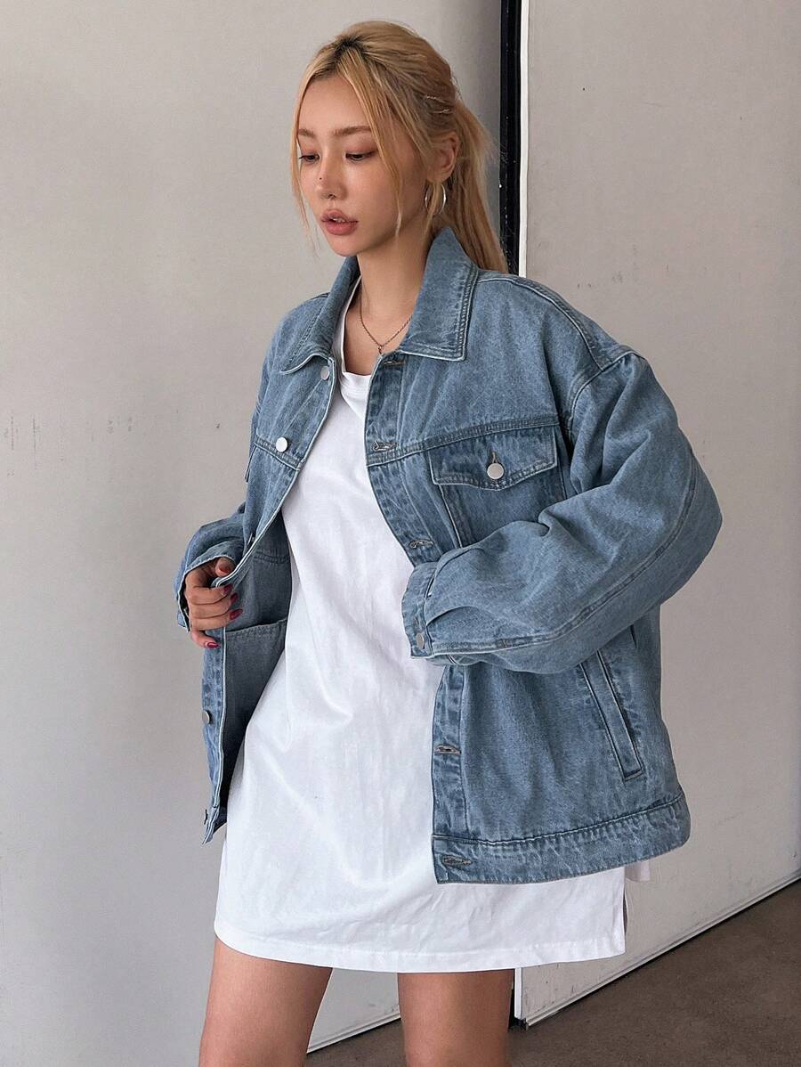 DAZY Casual Street Style Women's Denim Jacket | SHEIN USA