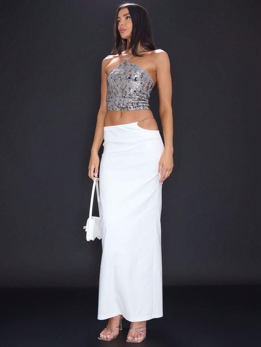 MUSERA Falda de fiesta de corte lateral tipo maxi | Mode de Mujer ...