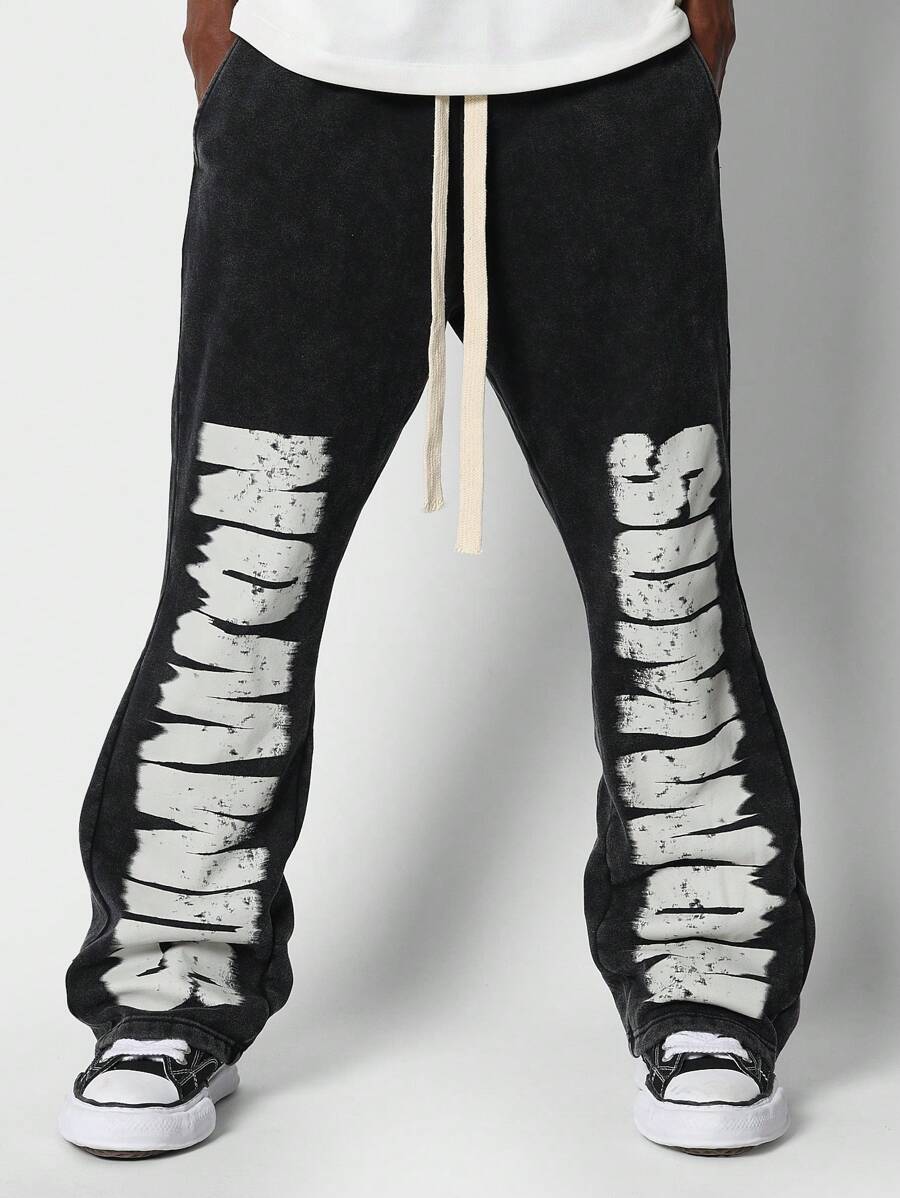 SUMWON Designer Relaxed Fit Artistic Paint Splatter Sweatpants Athletic ...