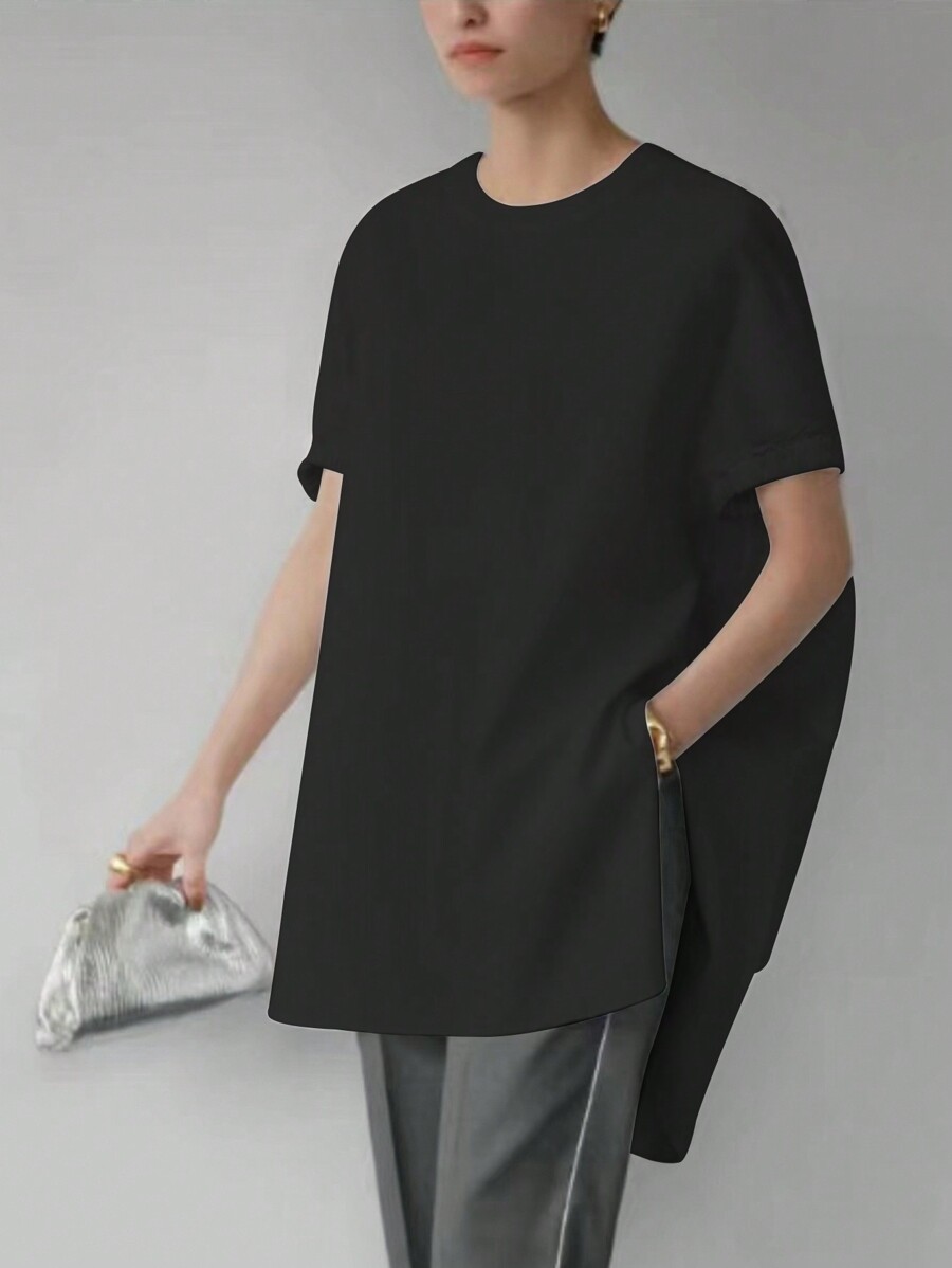 INAWLY Women Solid Color Round Neck Short Sleeve Loose Casual Blouse for Sale New Zealand| New ...