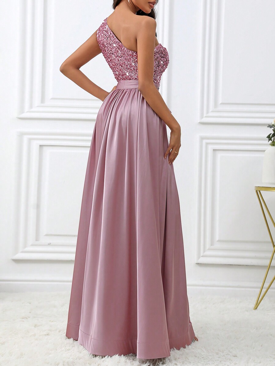 SHEIN Allurite Women's Sequin Asymmetric Slit Detachable Cape Hem ...