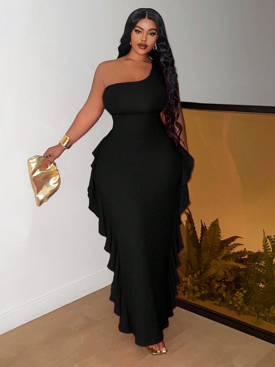 Slaydiva Elegant Romantic Plus Size Women Stretchy Textured Fabric One ...