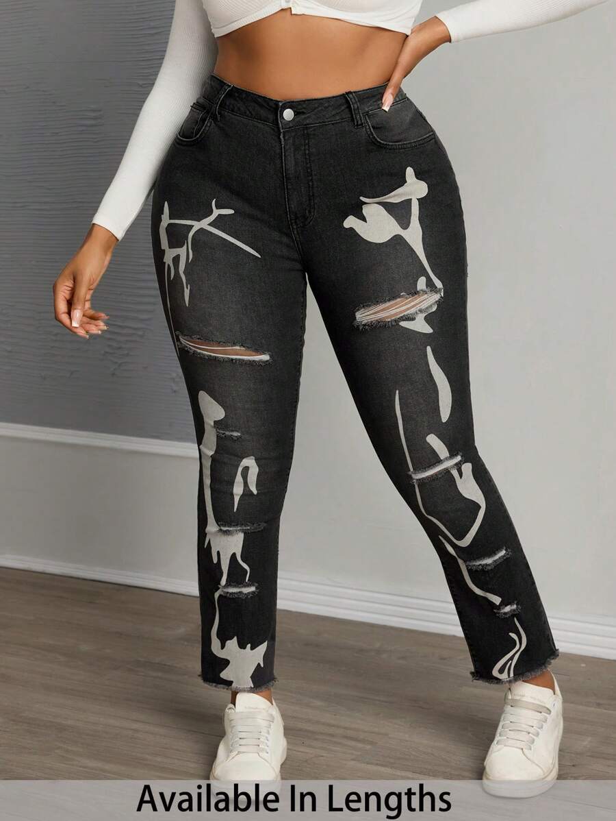 SHEIN PETITE CURVE Plus Size Casual Vintage Ombre Color Print ...