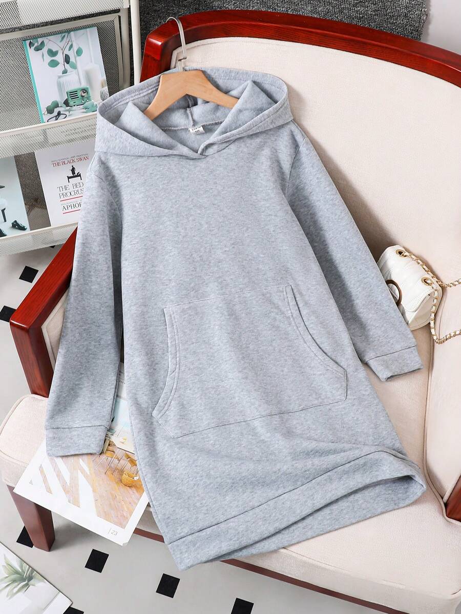 SHEIN Vestido de moletom com capuz casual versátil para adolescentes ...