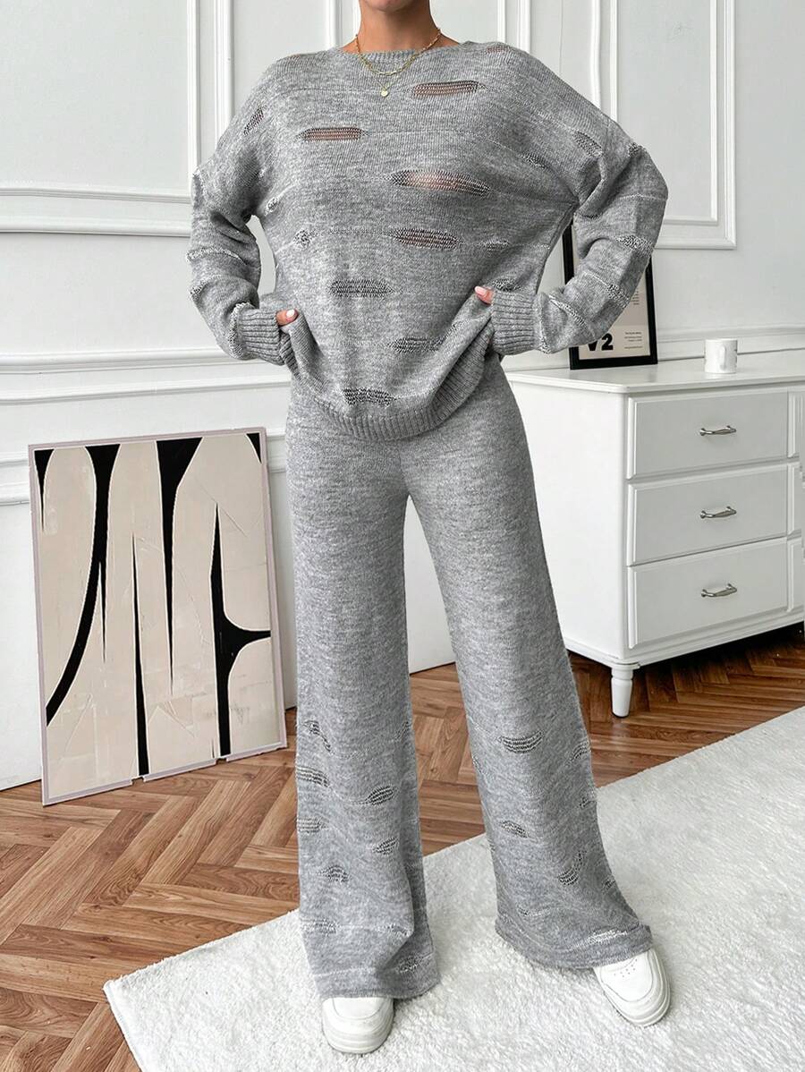 SHEIN Set di 2 pezzi coordinati, maglione donna con spalle scoperte e ...