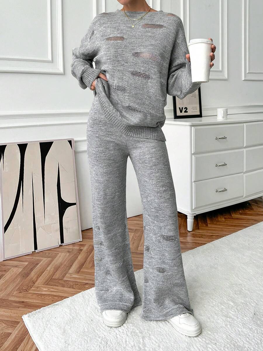 SHEIN Set di 2 pezzi coordinati, maglione donna con spalle scoperte e ...