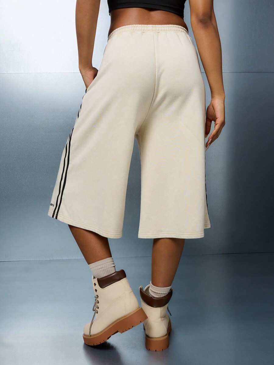 SUMWON WOMEN Side Stripe Wide Leg Pull On Jorts | SHEIN USA