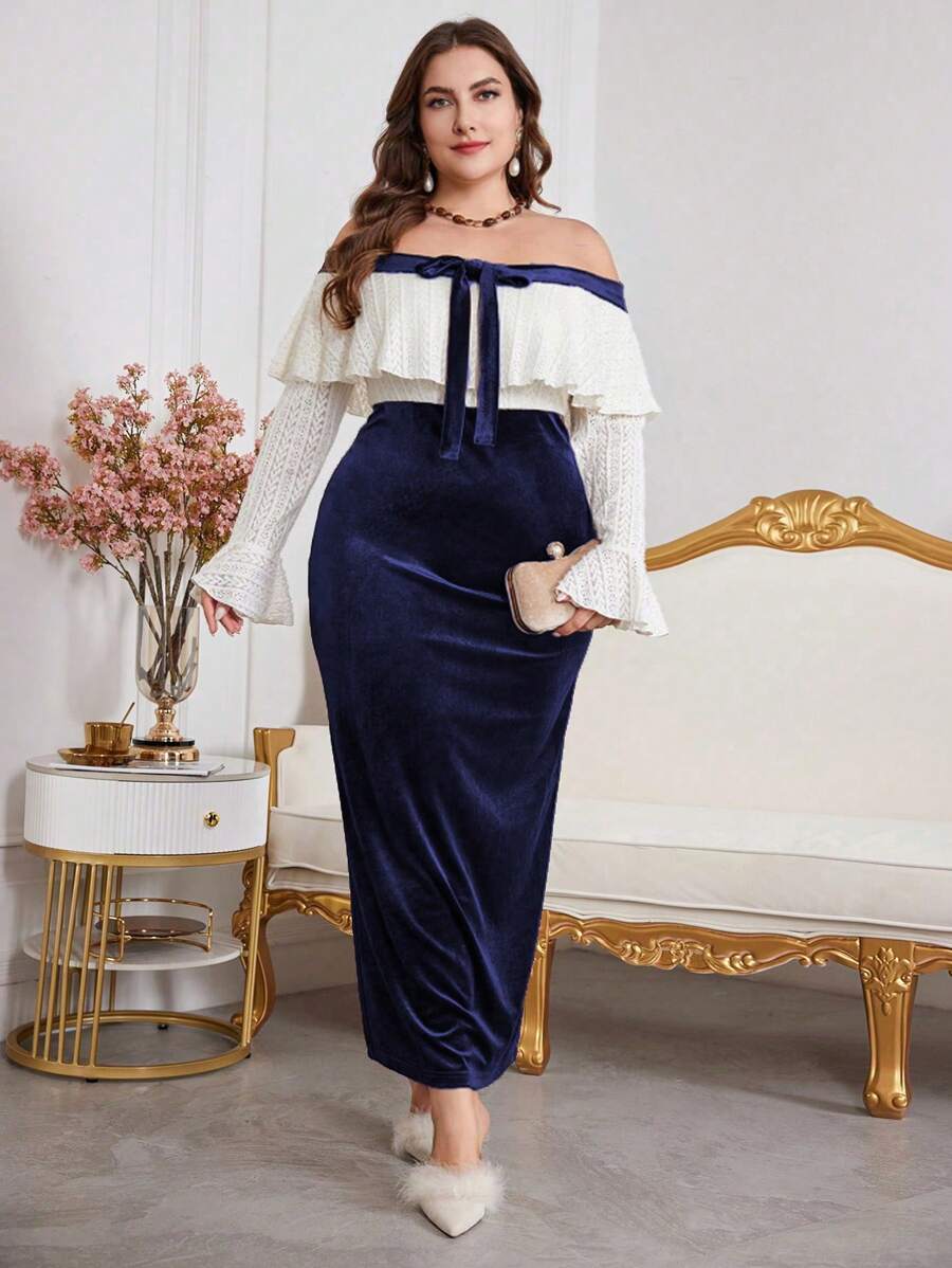 Modelyn Plus Size French Style Women's Bodycon Dress, Elegant Vintage ...