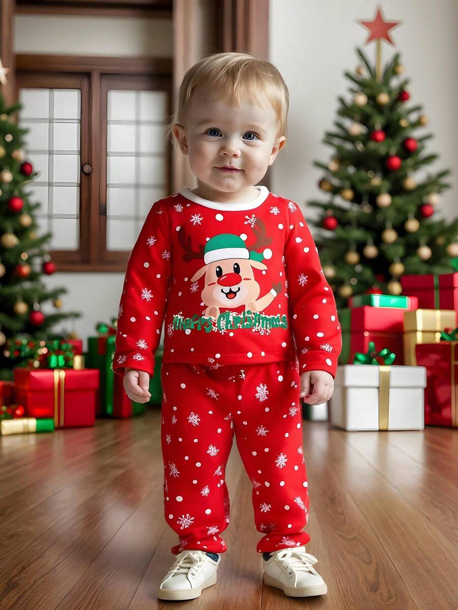 SHEIN Persoplay Kids Baby Boy 2pcs/Set Christmas Outfit, Reindeer ...