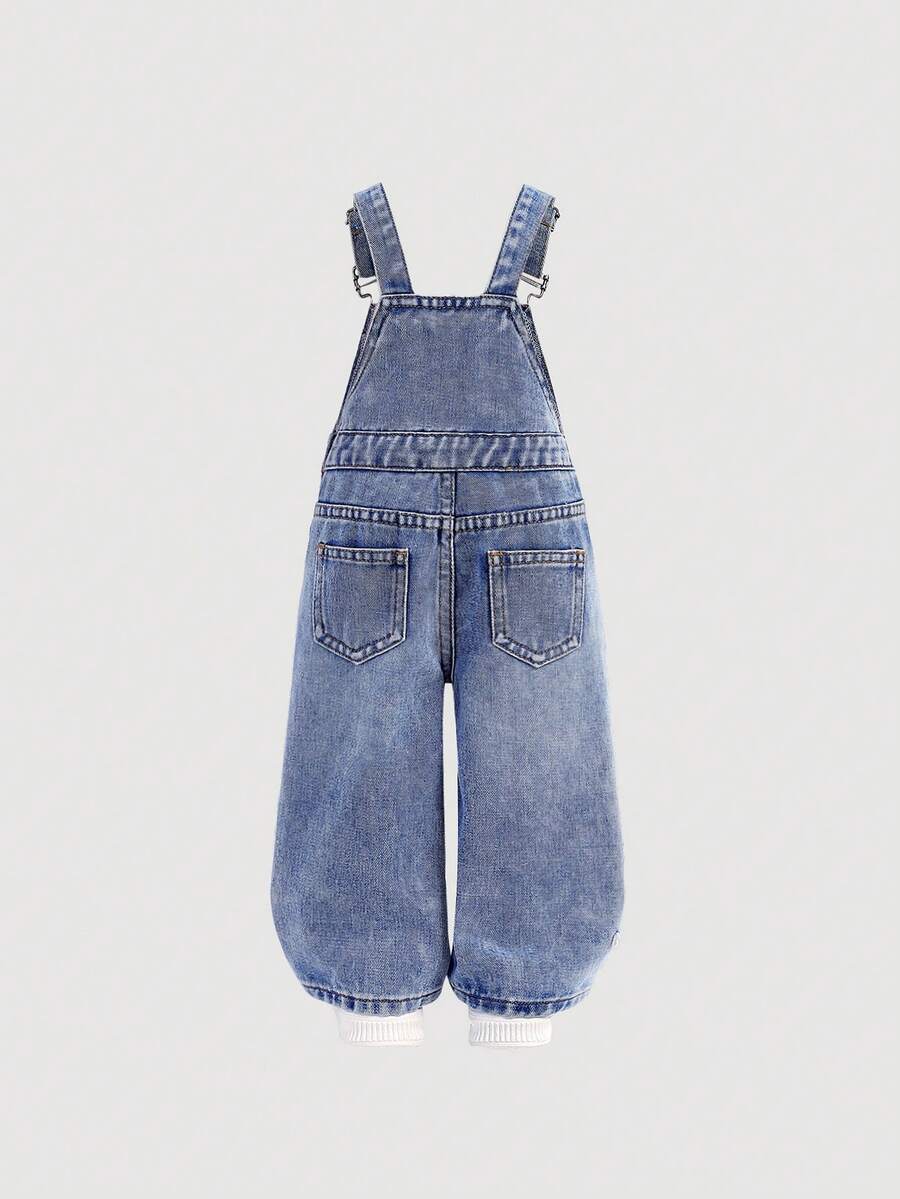 SHEIN Baby Girl Y2K Vintage Blue Denim Wide Leg Overalls With Star ...