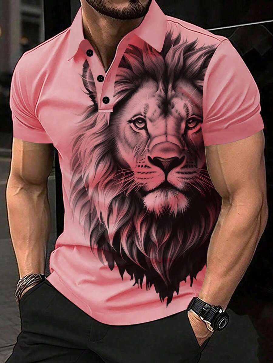 Manfinity LEGND Men's Front Button Short Sleeve Animal Print Casual ...
