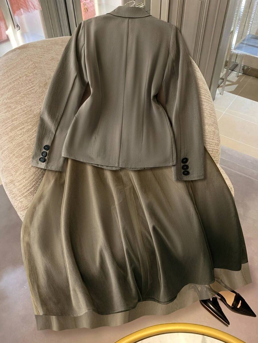 SHEIN Privé Women Business Suit Set With Single-Breasted Blazer And ...