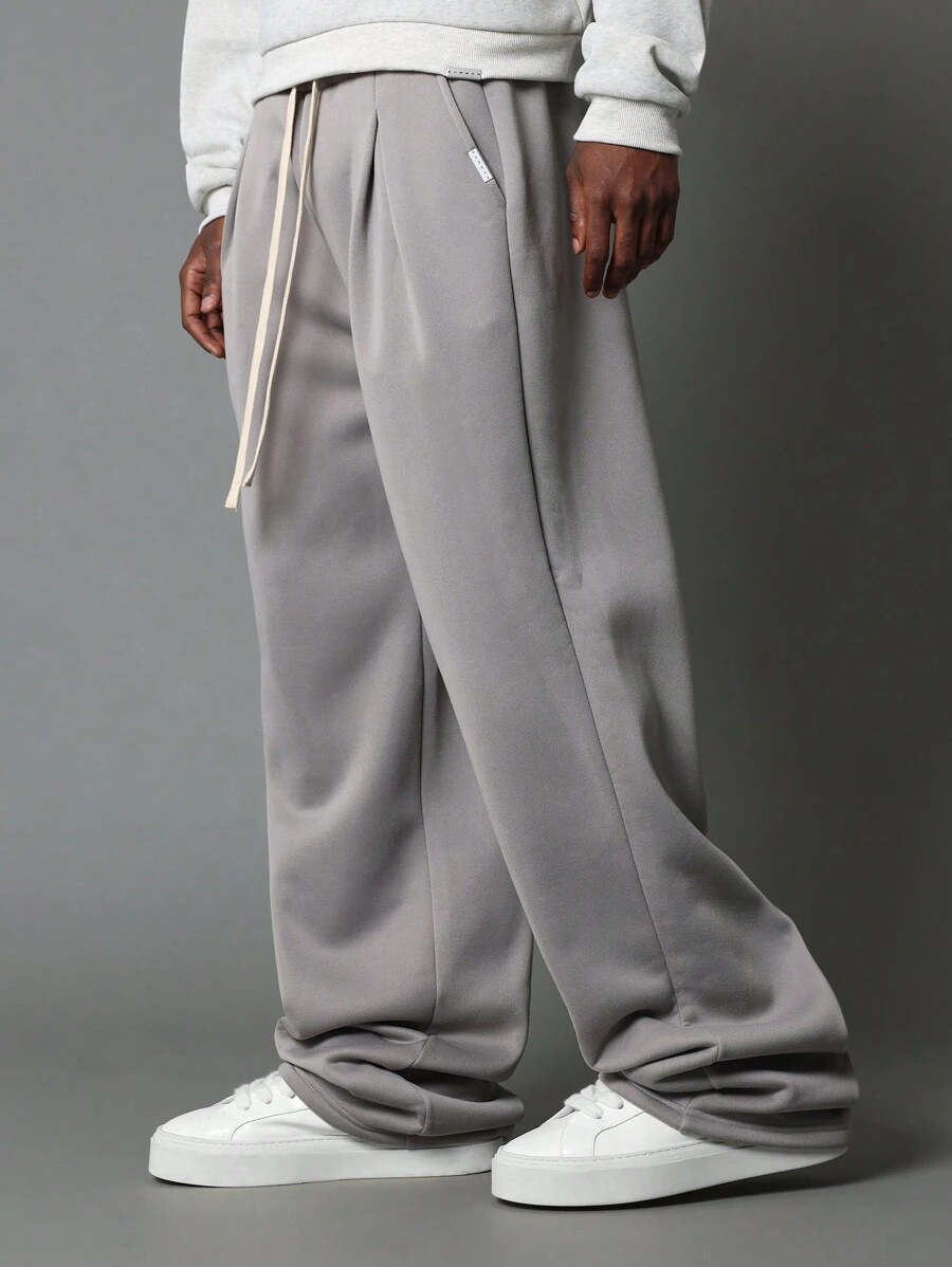 SUMWON Premium Pleated Wide Leg Sweatpants With Drawstring Comfort ...
