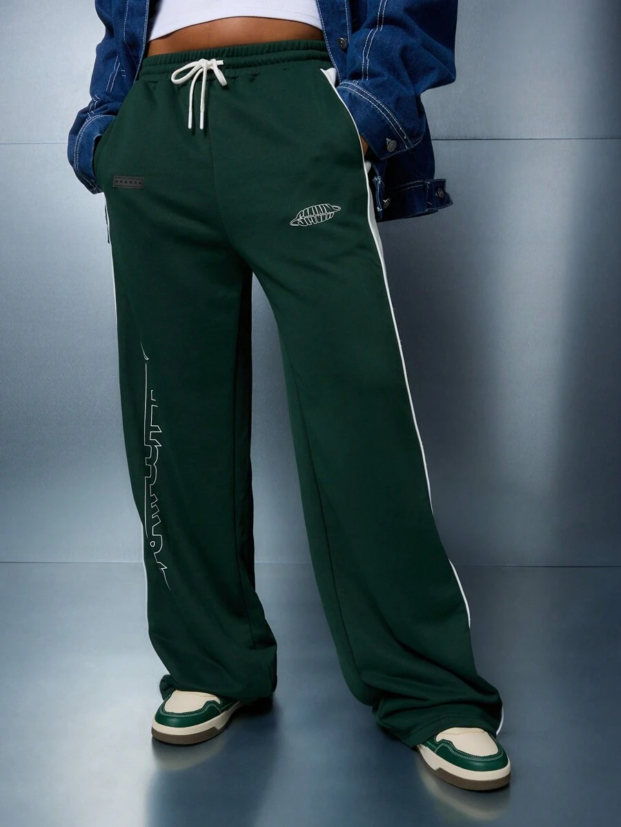 SUMWON WOMEN Calça Jogger de Ajuste Reto com Detalhes em Contraste e ...