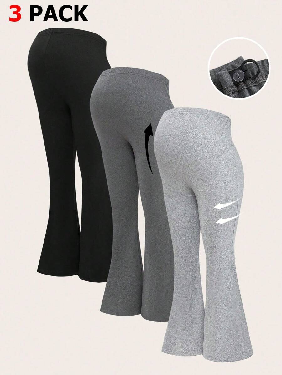 SHEIN Modmama Buy 1 Get 2 Free! 3pcs Maternity Set - Solid Color Skinny ...