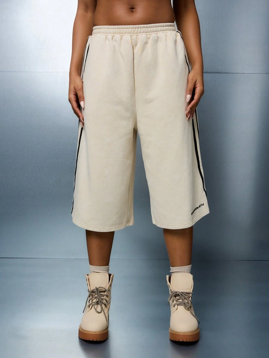 SUMWON WOMEN Side Stripe Wide Leg Pull On Jorts | SHEIN South Africa