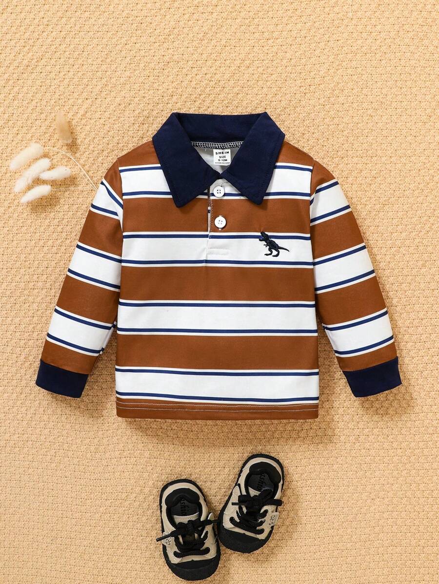 SHEIN Baby Boy Old Money Style Golf Polo Shirt, Classic Casual Dinosaur ...