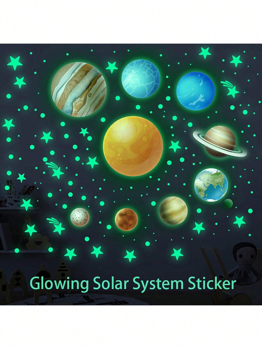 1set/510pcs Nine Planets Dot Glow In The Dark Stickers, For Ceiling ...