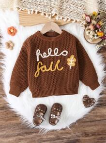 SHEIN Young Girl And Toddler Girl Sweater, Handmade Embroidered Honey ...