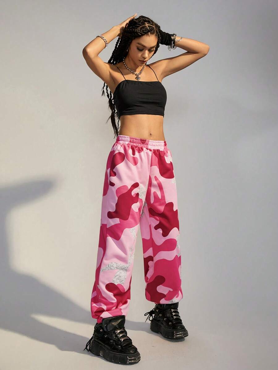 SHEIN Coolane Women's Fall Winter Casual Y2K Streetwear Camo Print ...