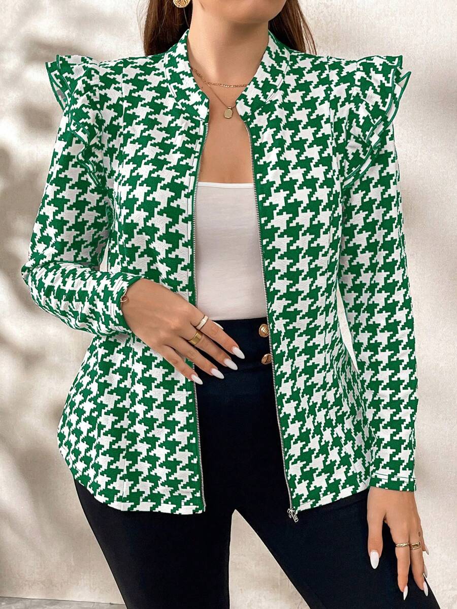 SHEIN Clasi Plus Size Women Elegant Commuter All-Match Houndstooth ...