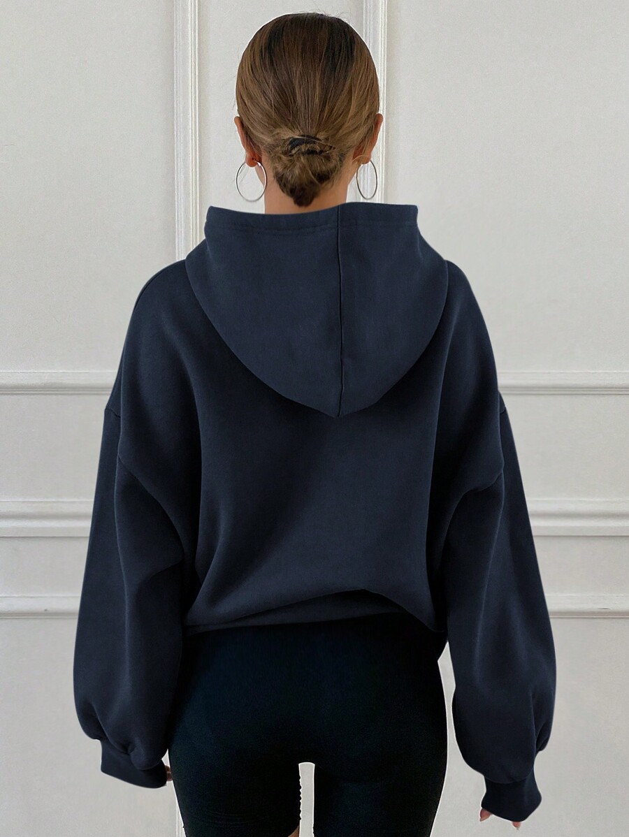 DAZY Unisex Hoodie Loose Fit Thermal Lined Solid Color Sweatshirt ...