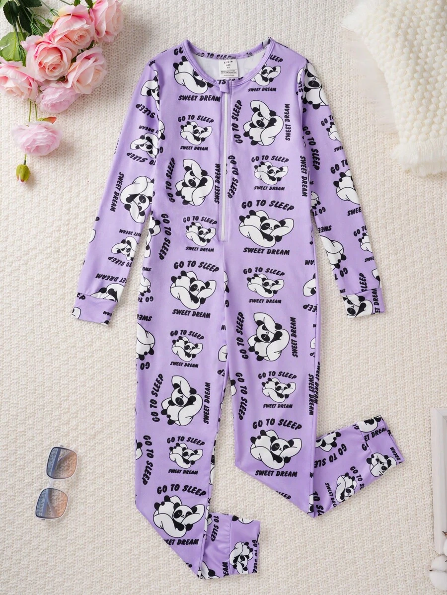 Tween Girl Cute Panda Decor Snug Fit Milk Silk Comfy Elastic Long ...