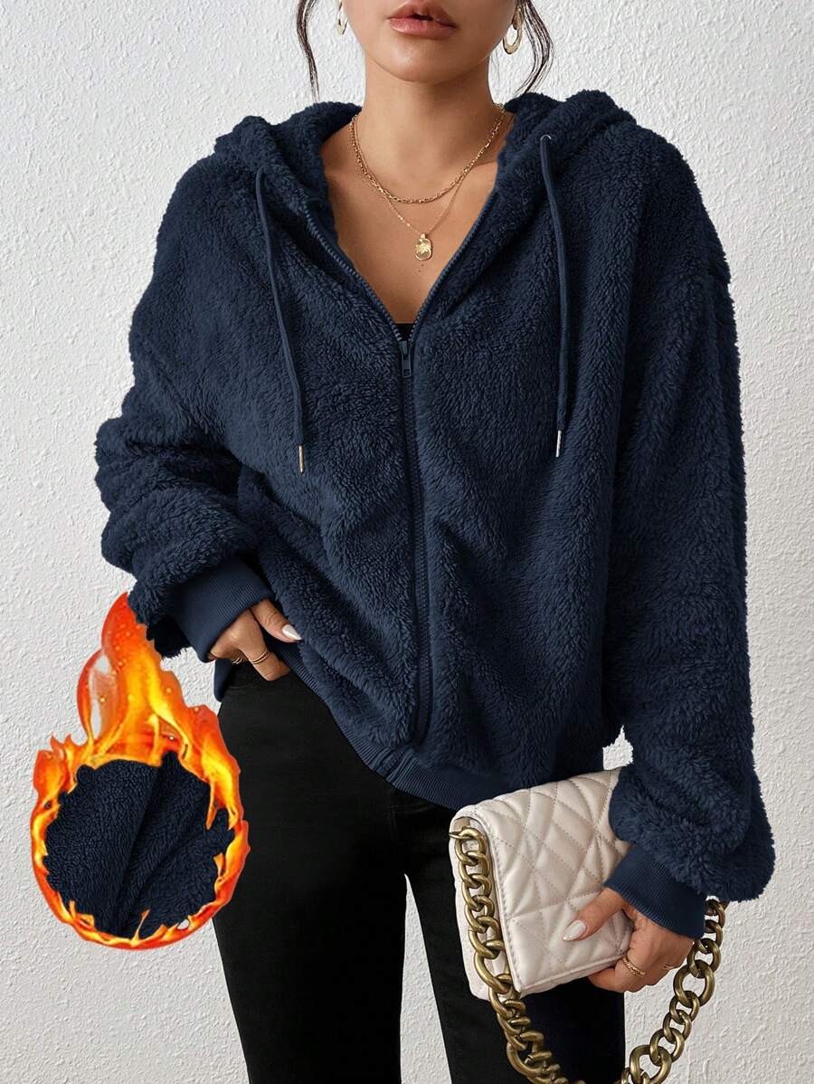 SHEIN Essnce Moletom com Capuz de Fleece Sólido Feminino, Moletom ...