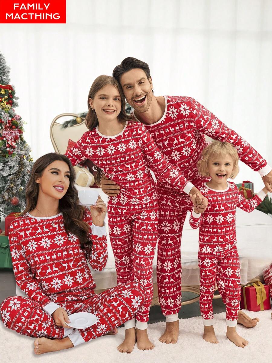 Christmas Print Tee & Pants PJ Set for Family Matching | SHEIN UK