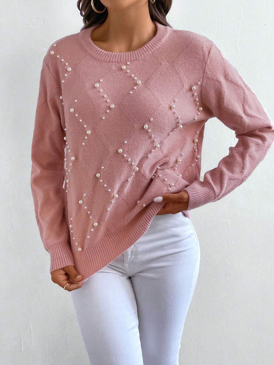 SHEIN X Angie Costa SHEIN Essnce 2024 Nuovo Maglione Rosa Girocollo Con ...