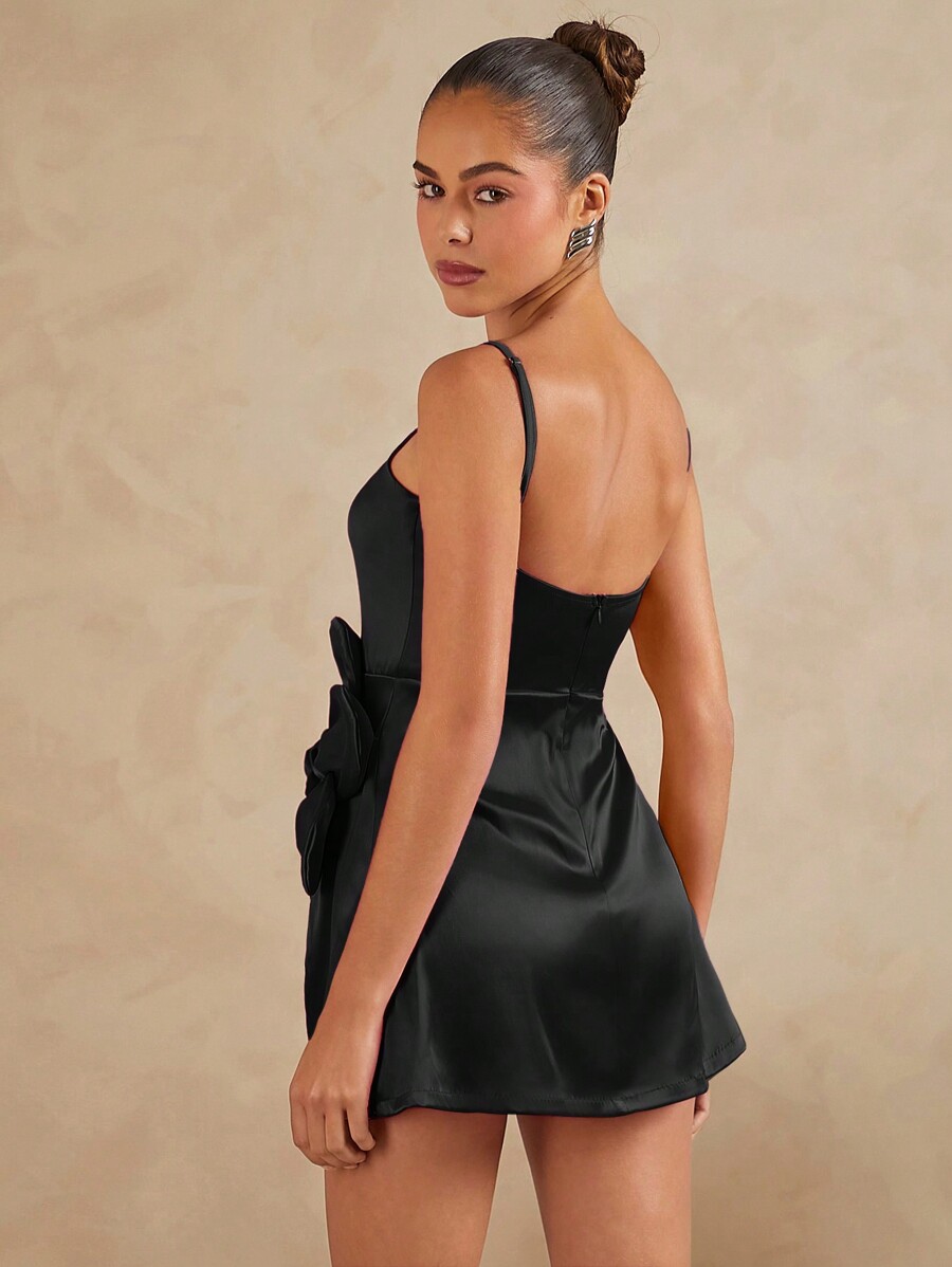 SHEIN Haute Large 3D Flower Side Slit Mini Dress | SHEIN USA