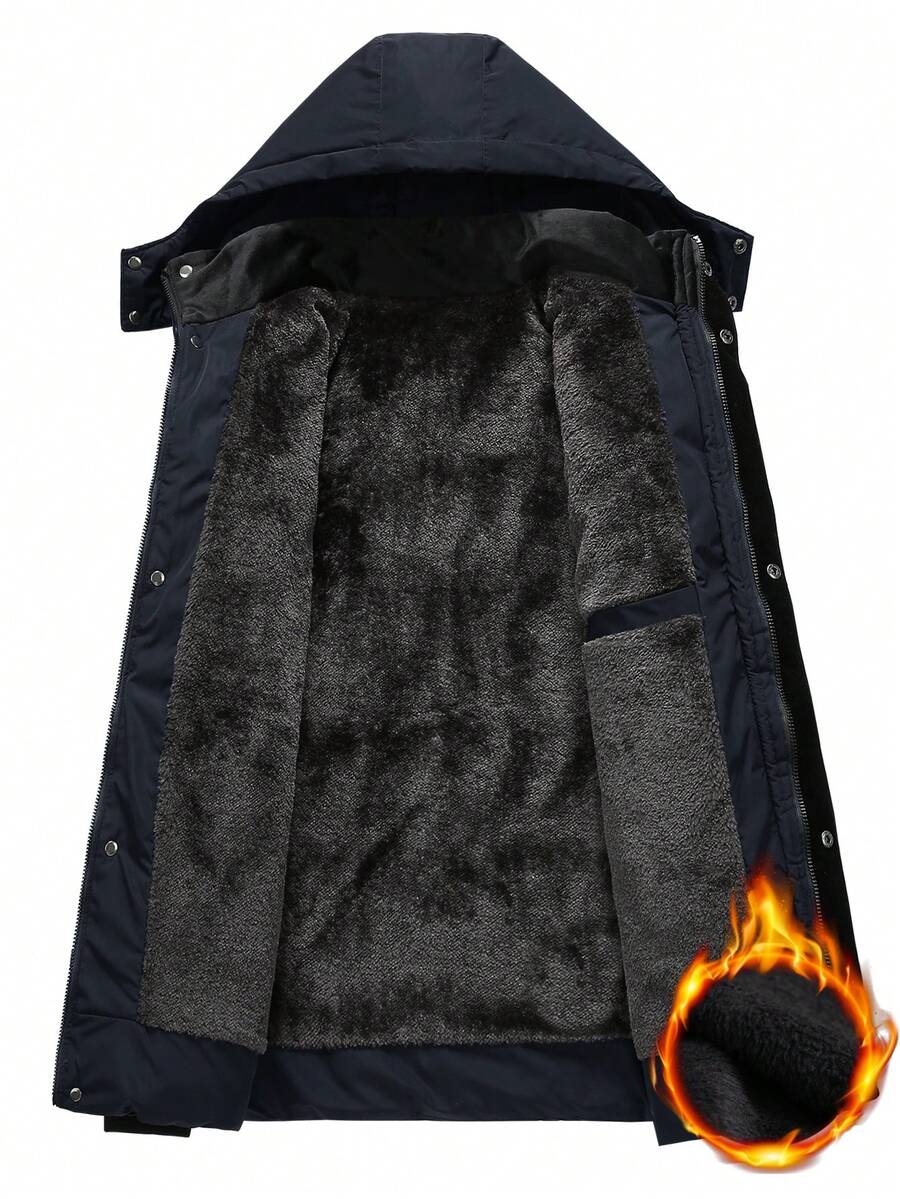 Manfinity Homme Men Solid Color Thermal Lined Full Zip Hooded Padded Coat, Winter | SHEIN EUR