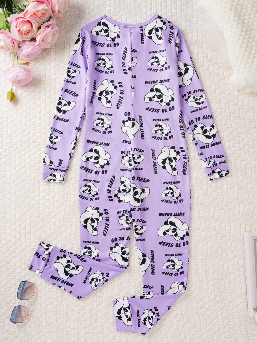 Tween Girl Cute Panda Decor Snug Fit Milk Silk Comfy Elastic Long ...