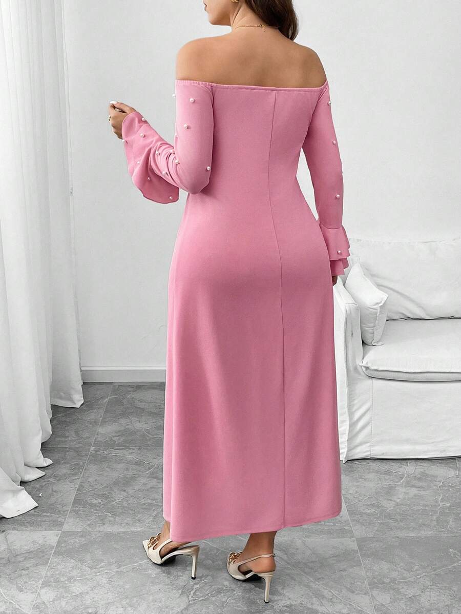 SHEIN Frenchy Plus Size Elegant Pearl Beaded Off-Shoulder Waist ...