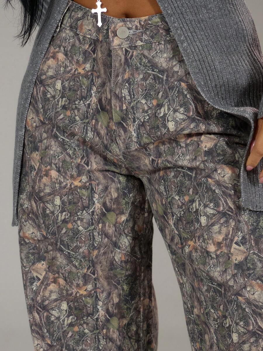 MUSERA Fall Allover Print Denim Cargo Jeans | SHEIN EUR