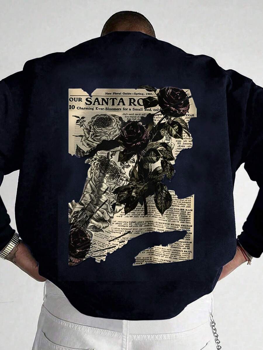 Cottnline Men's Basic Style Poster Graphics Print Sweatshirt | SHEIN UK