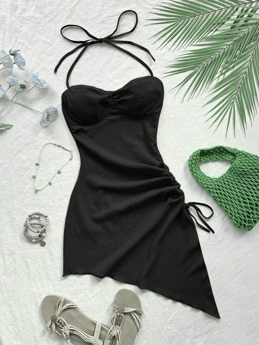 Soleia Abito estivo da vacanza con laccetto e collo alla francese, con ...