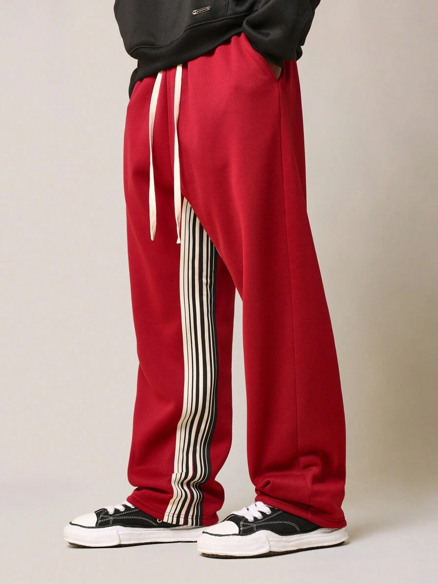 SUMWON Athletic Drawstring Track Pants Striped Side Panel Jogger ...