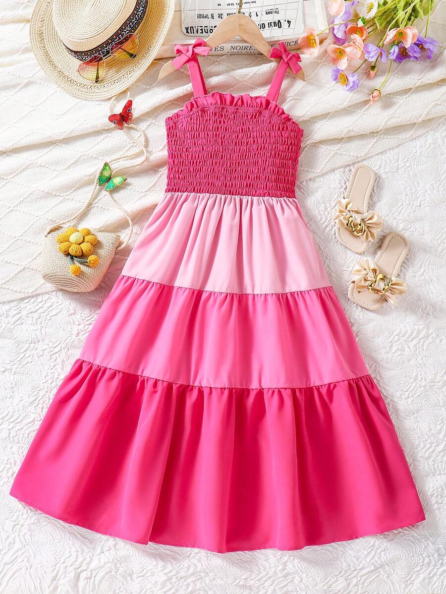 Tween Girls' Summer Casual Vacation Contrast Color Spaghetti Strap ...