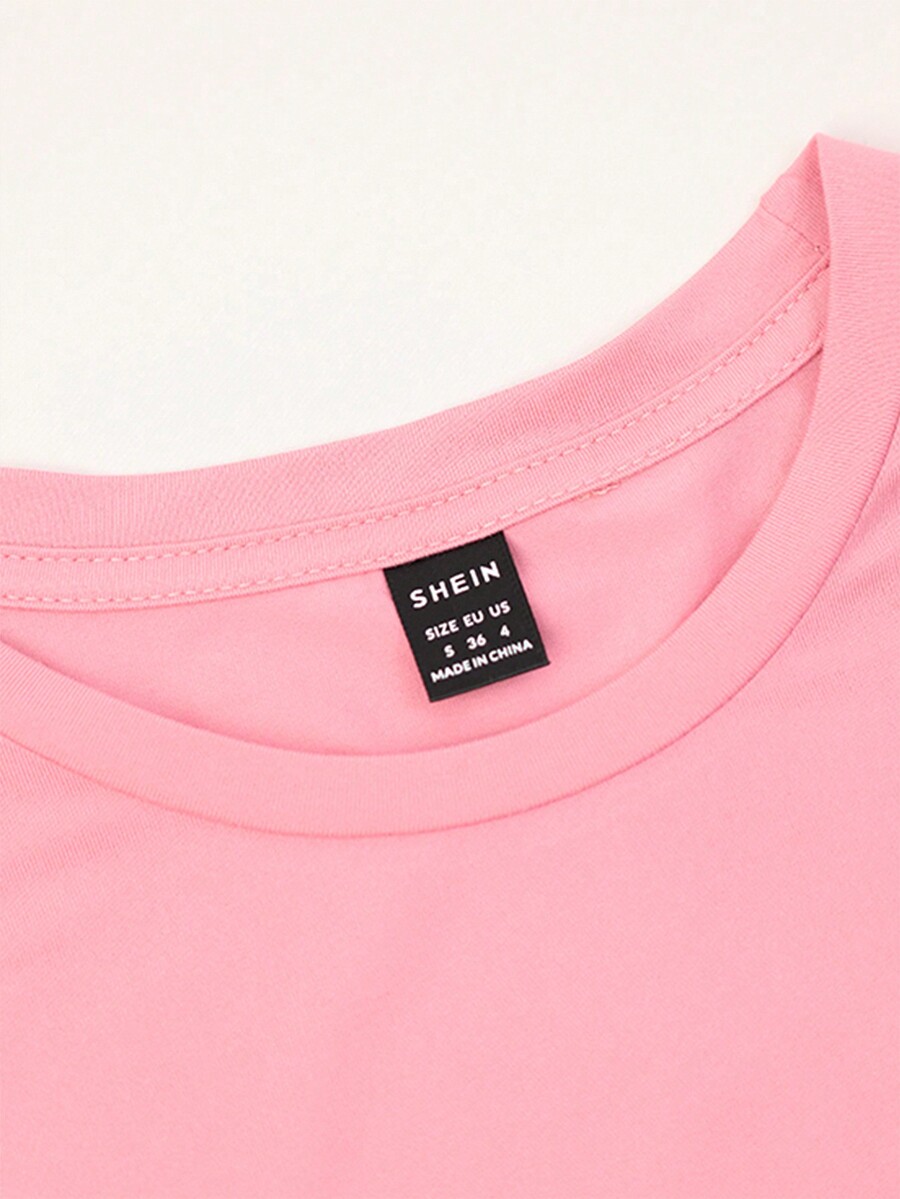 SHEIN EZwear October We Wear Pink" Printed On The Word Of Women's ...
