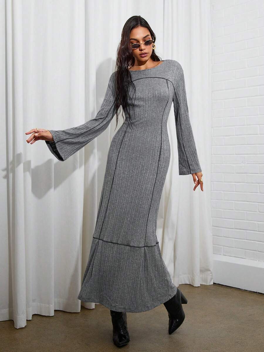 COSMINA Women's Elegant Flared Sleeve Fish Tail Hem Old Money Style ...