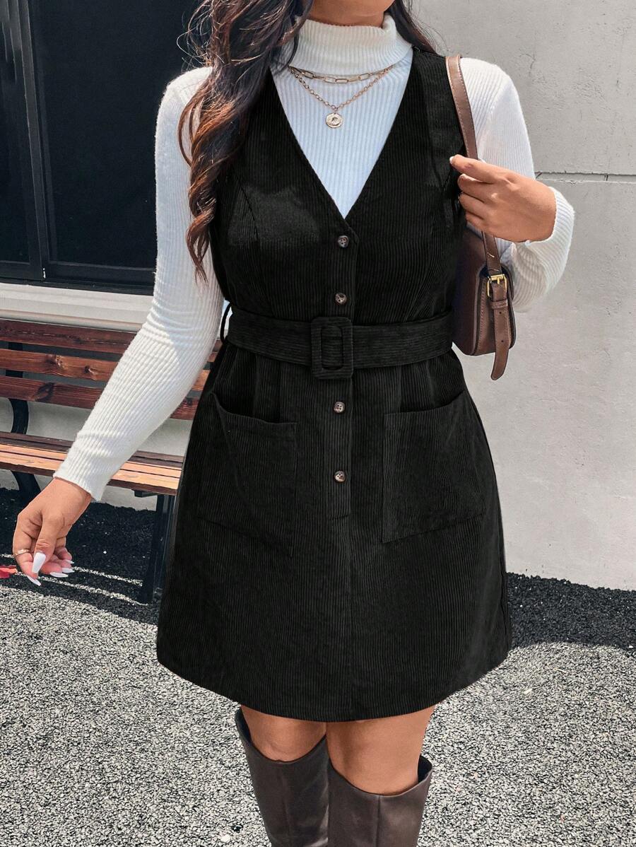 SHEIN Frenchy Autumn Casual College Style Corduroy Fabric Removable ...