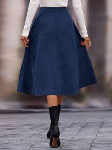 SHEIN Clasi Damen Lässig A-Linien Rock mit Knopf Dekor, für den Herbst ...