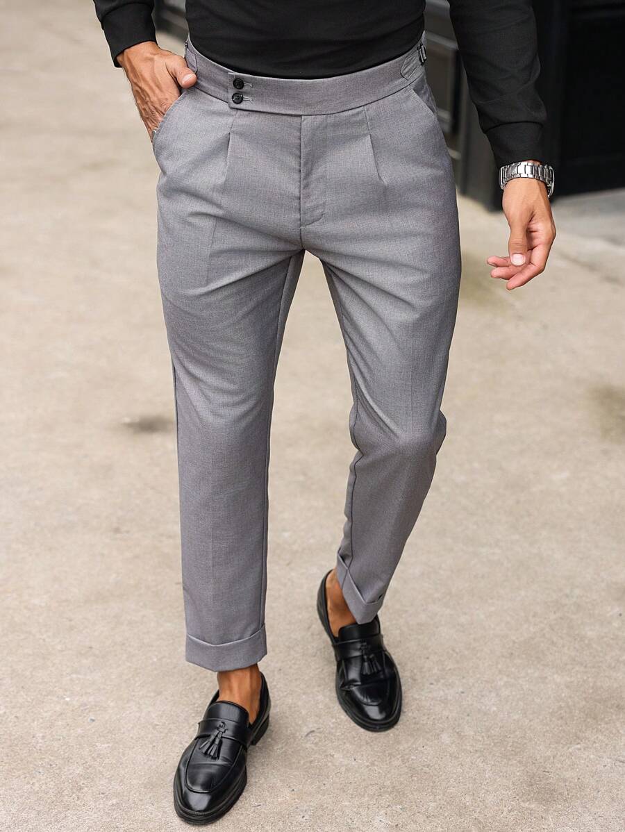 Manfinity Mode Men's Casual Solid Tapered Suit Pants For Commuting ...