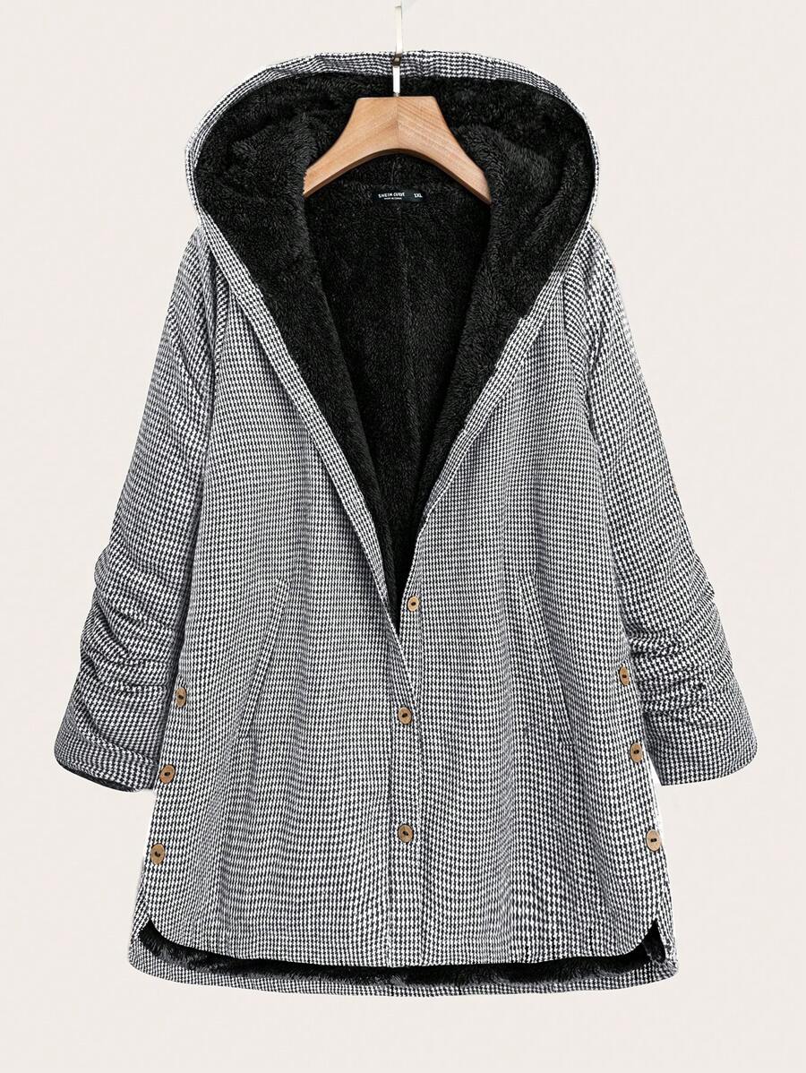 SHEIN LUNE Plus Size Women's Casual Hooded Long Sleeve Coat, Winter New ...