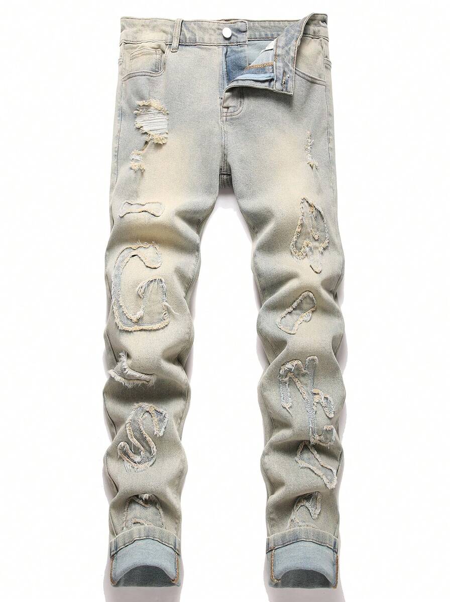 Manfinity Homme Jeans casuales slim fit con parches de bolsillo y ...